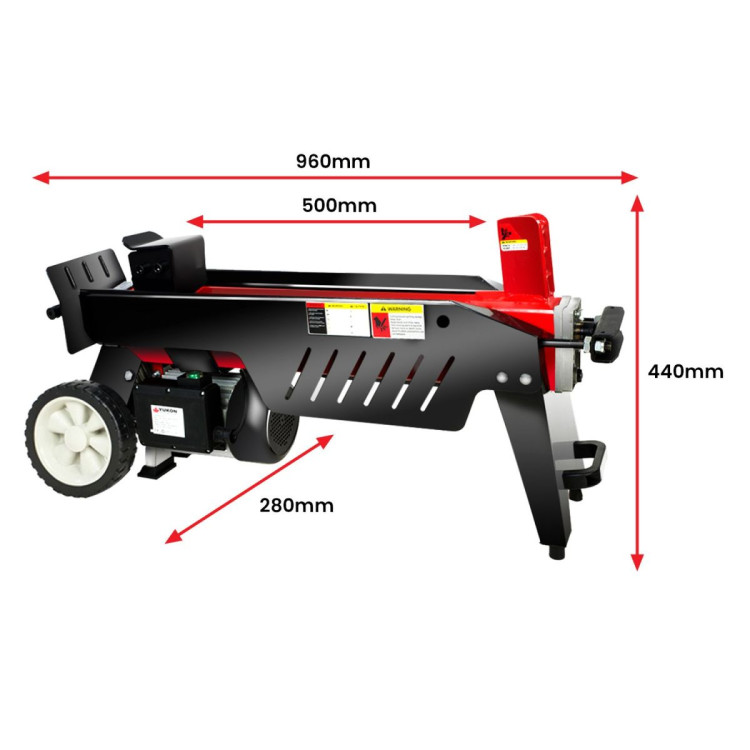 Yukon 7 Tonne 2000W Electric Hydraulic Log Splitter Wood Cutter w/ Side ...