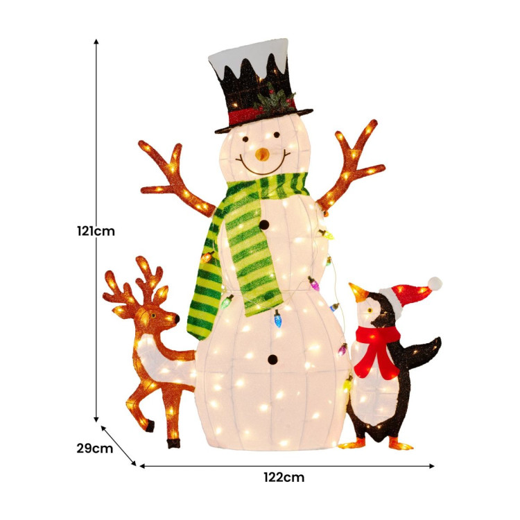 Christmas Snowman Display with Lights and Animals - 121cm